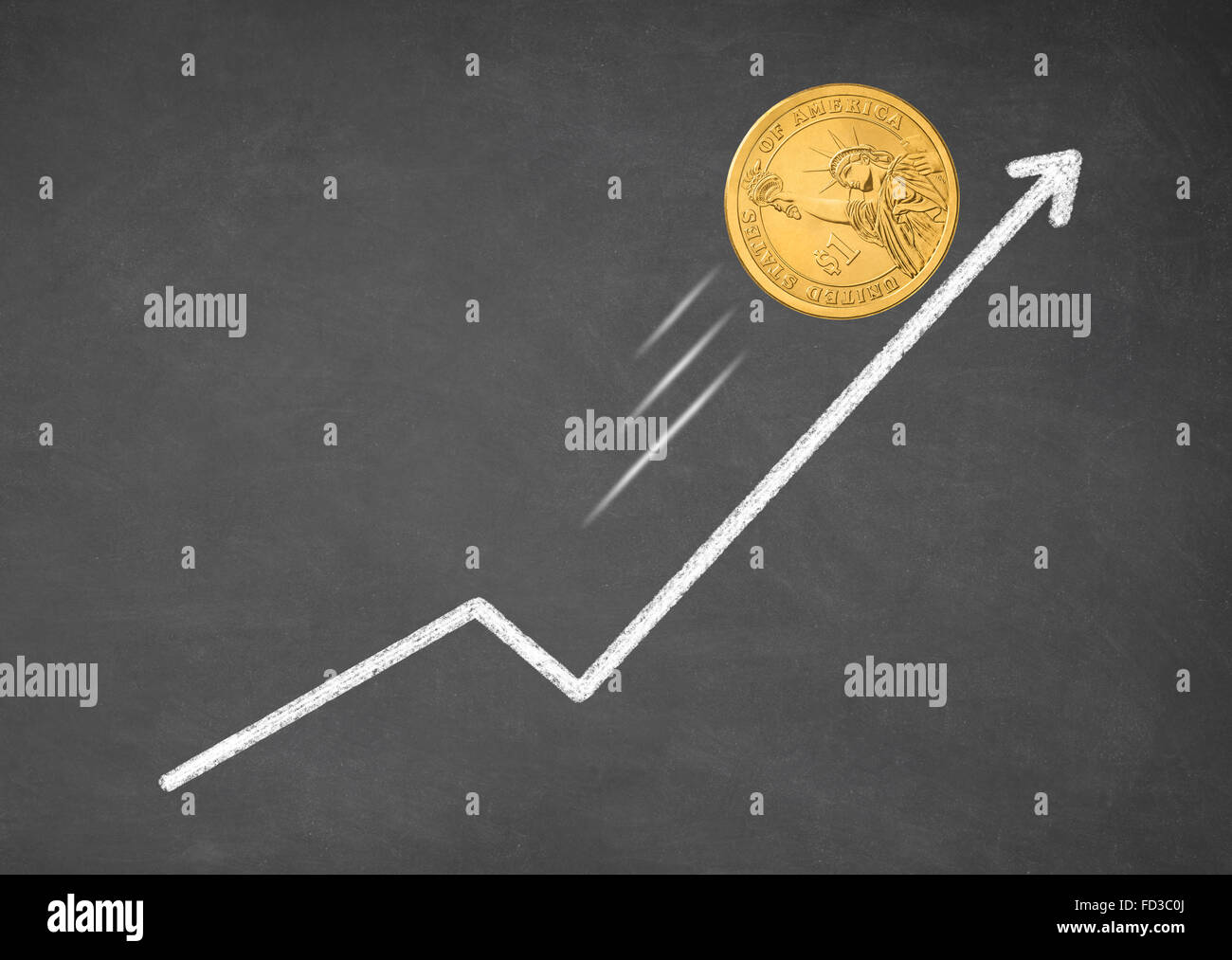 Chart positive arrow dollar hi-res stock photography and images - Alamy