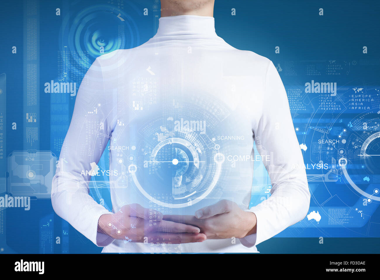 Young man holding digital Earth planet in hands Stock Photo - Alamy