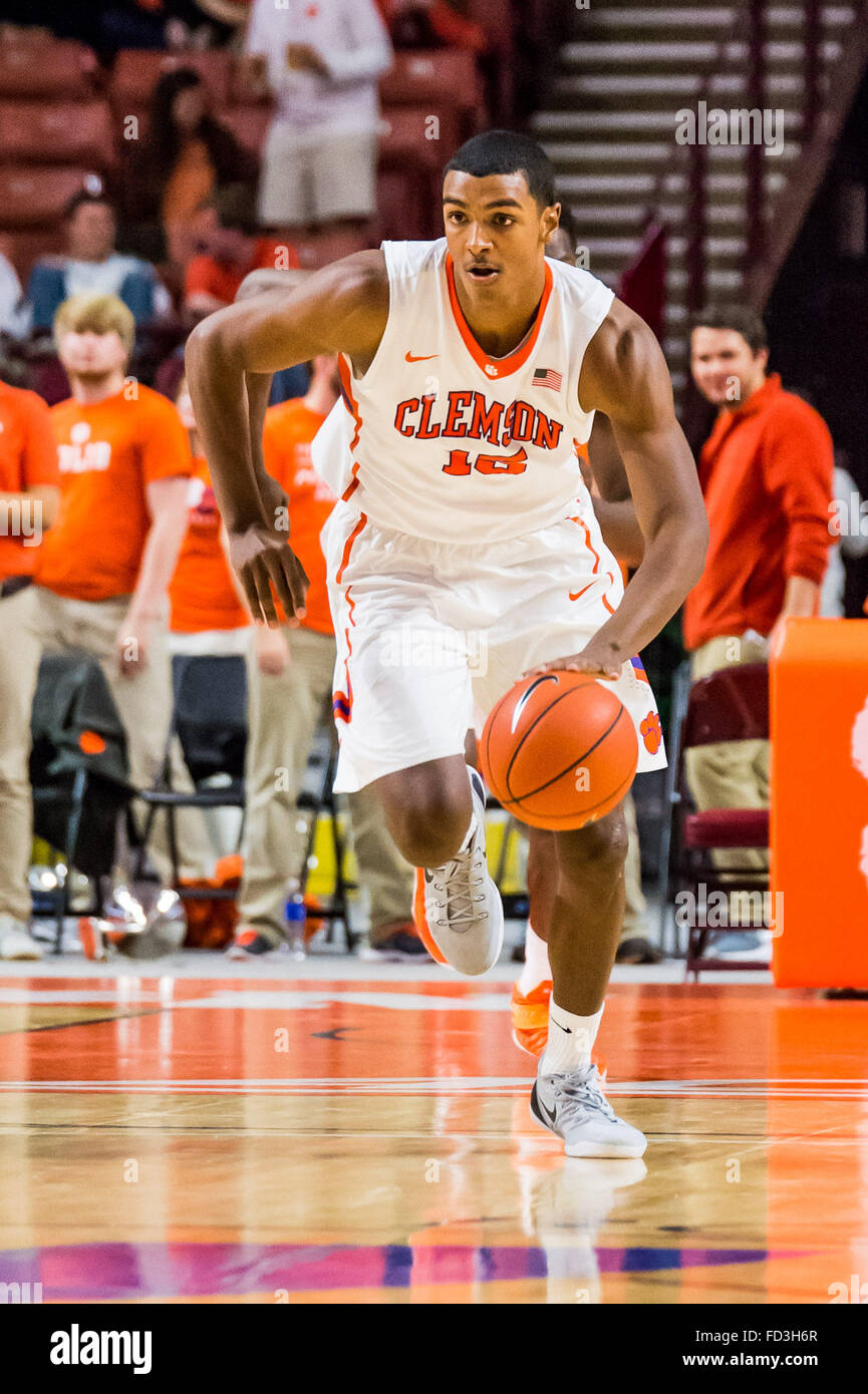 Clemson Tigers forward Donte Grantham (15) brings the ball up court on ...