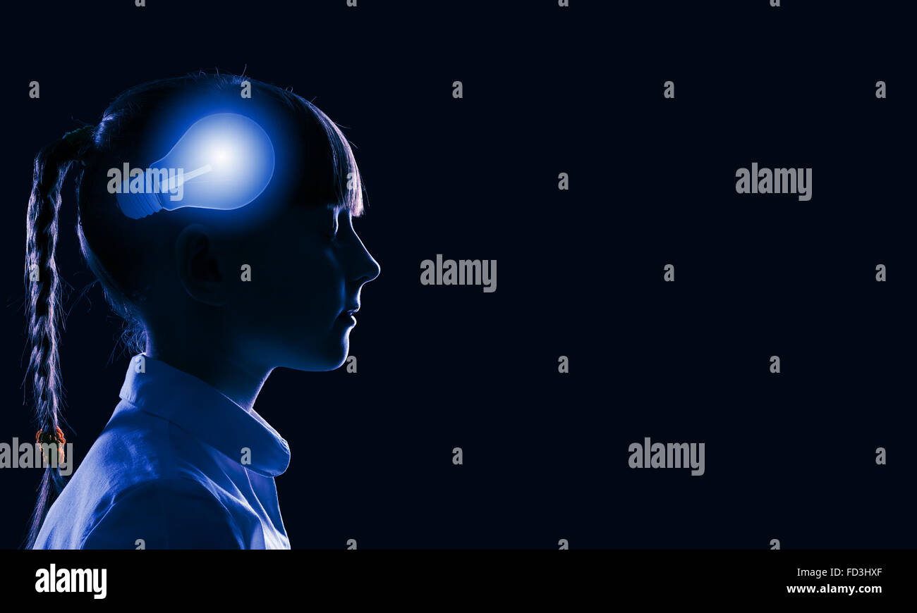 Young thoughtful girl of school age with closed eyes Stock Photo - Alamy