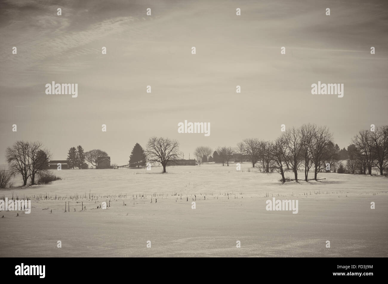 Farm country in Winter snow, Lancaster County, Pennsylvania, USA Stock ...