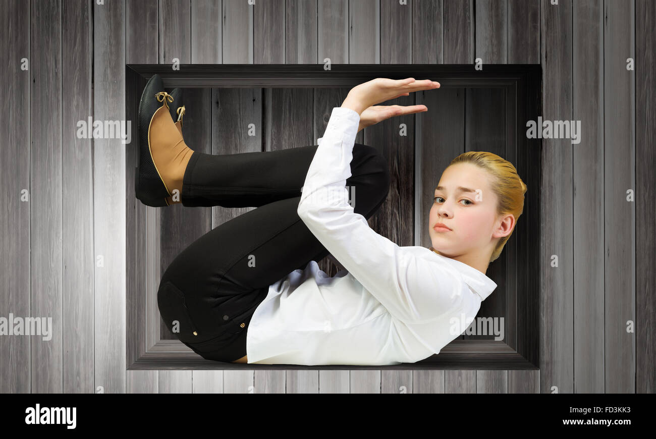Woman in cube trapped hi-res stock photography and images - Alamy