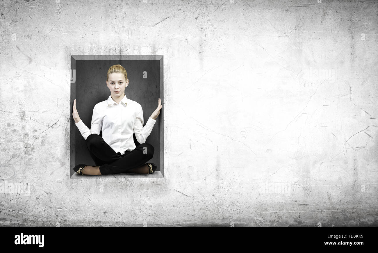 Woman in cube trapped hi-res stock photography and images - Alamy