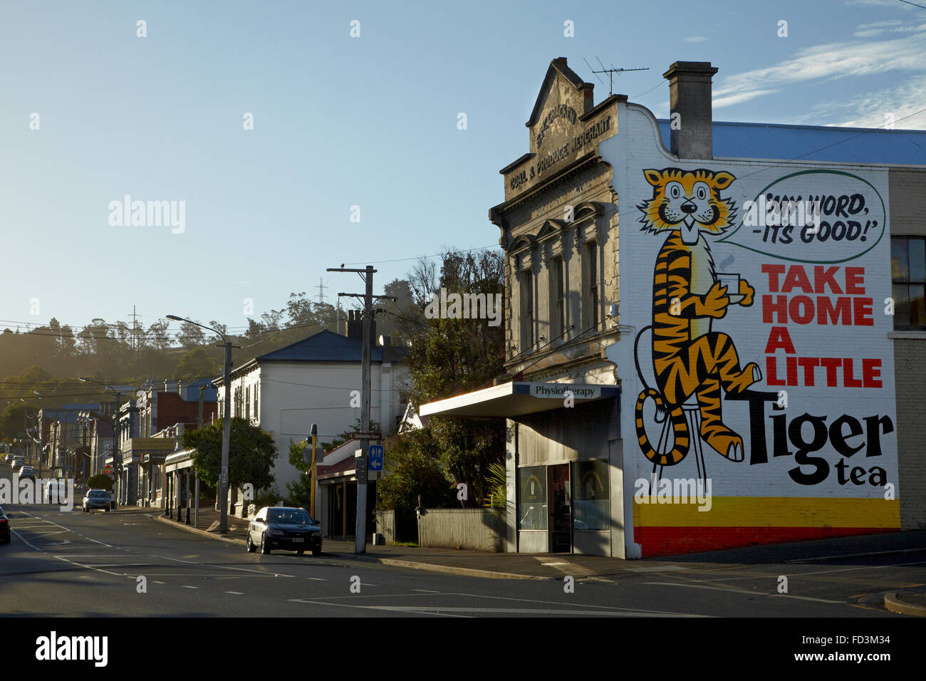 Tiger Tea sign on historic McCracken Building, Caversham, Dunedin ...