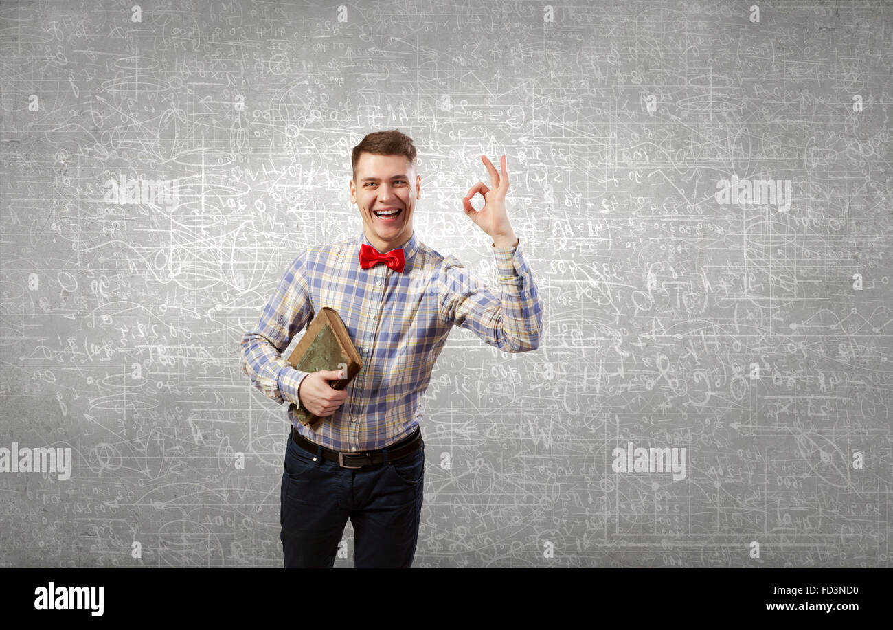 Young funny science man in red glasses Stock Photo - Alamy