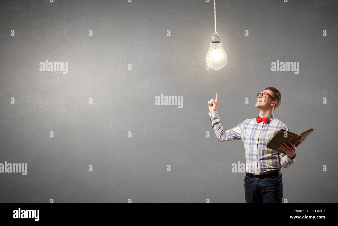 Young funny science man in red glasses Stock Photo - Alamy