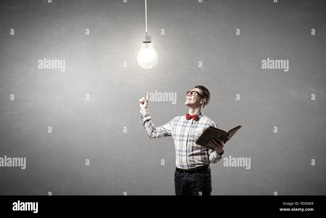 Young funny science man in red glasses Stock Photo - Alamy