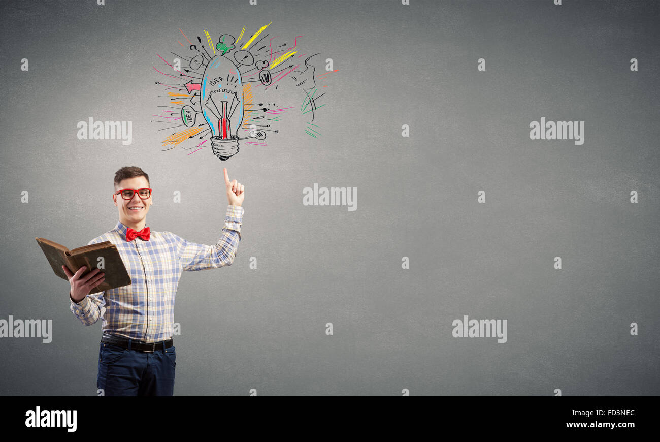 Young funny science man in red glasses Stock Photo - Alamy
