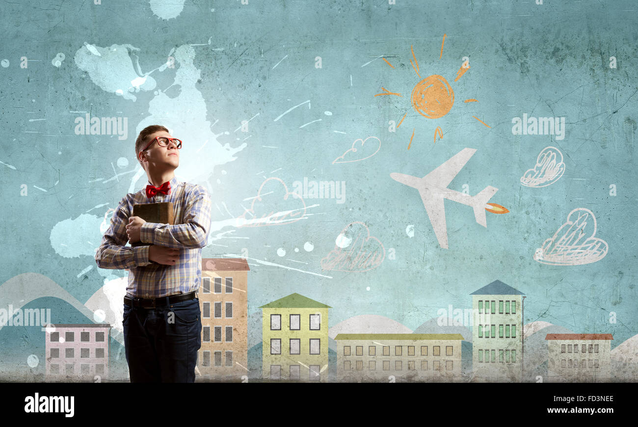 Young funny science man in red glasses Stock Photo - Alamy