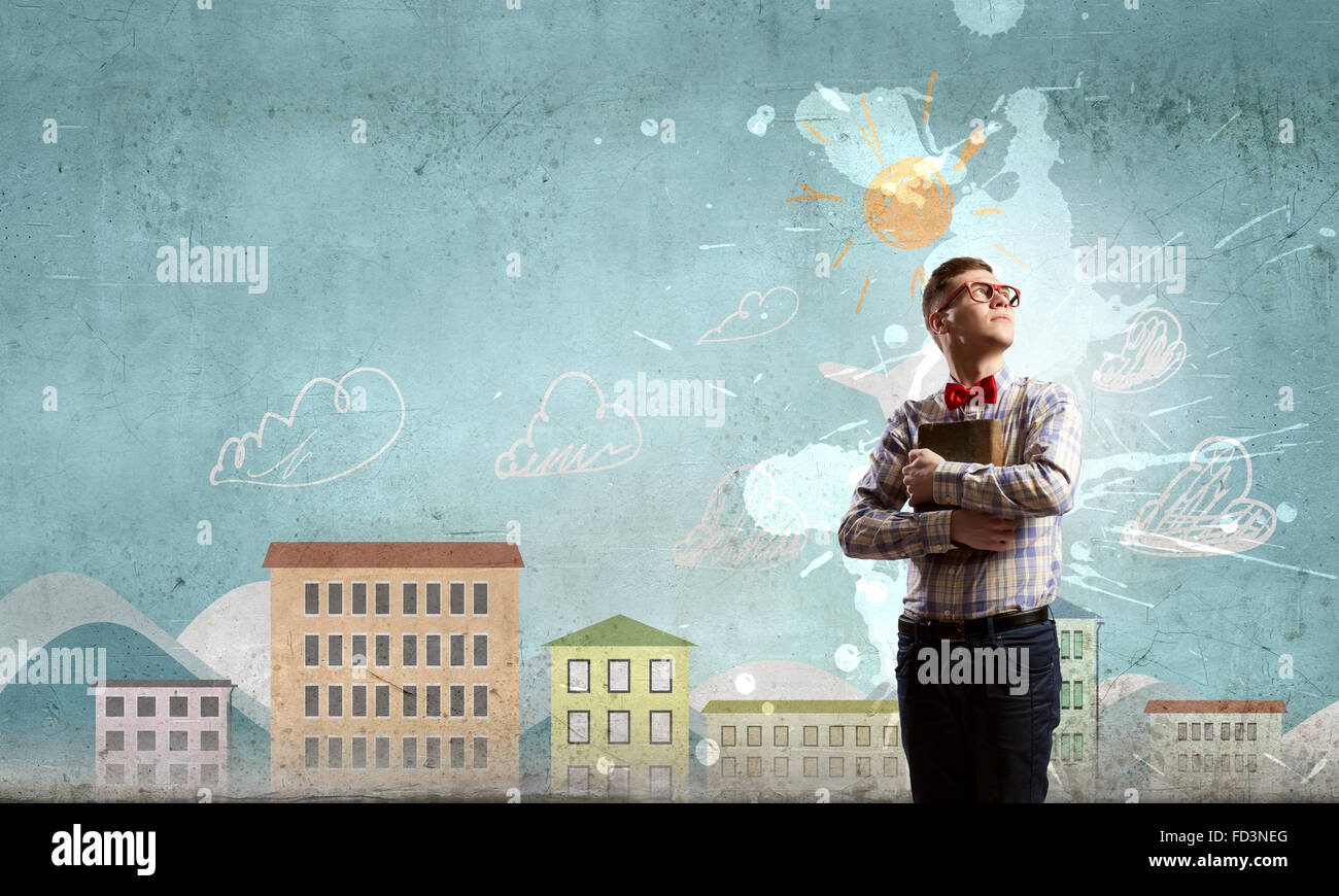Young funny science man in red glasses Stock Photo - Alamy