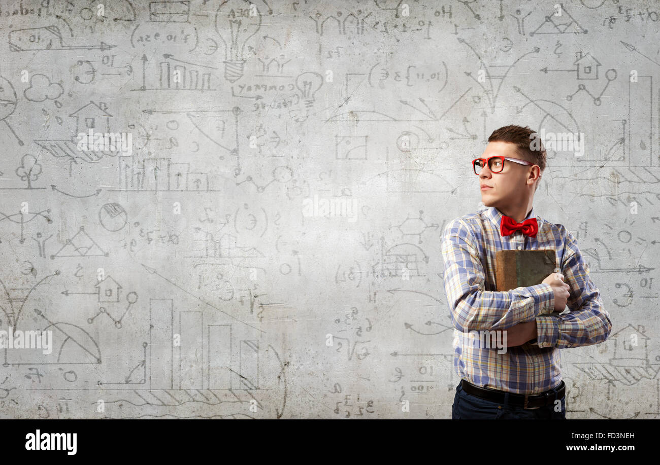 Young funny science man in red glasses Stock Photo - Alamy