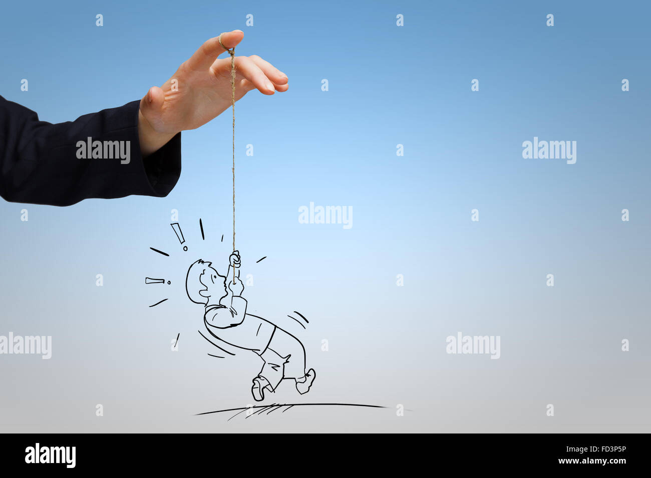 Close up of human hand catching businessman Stock Photo - Alamy