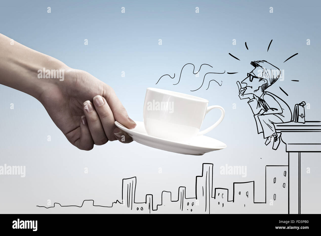 Close up of female hand offering coffee to boss Stock Photo - Alamy