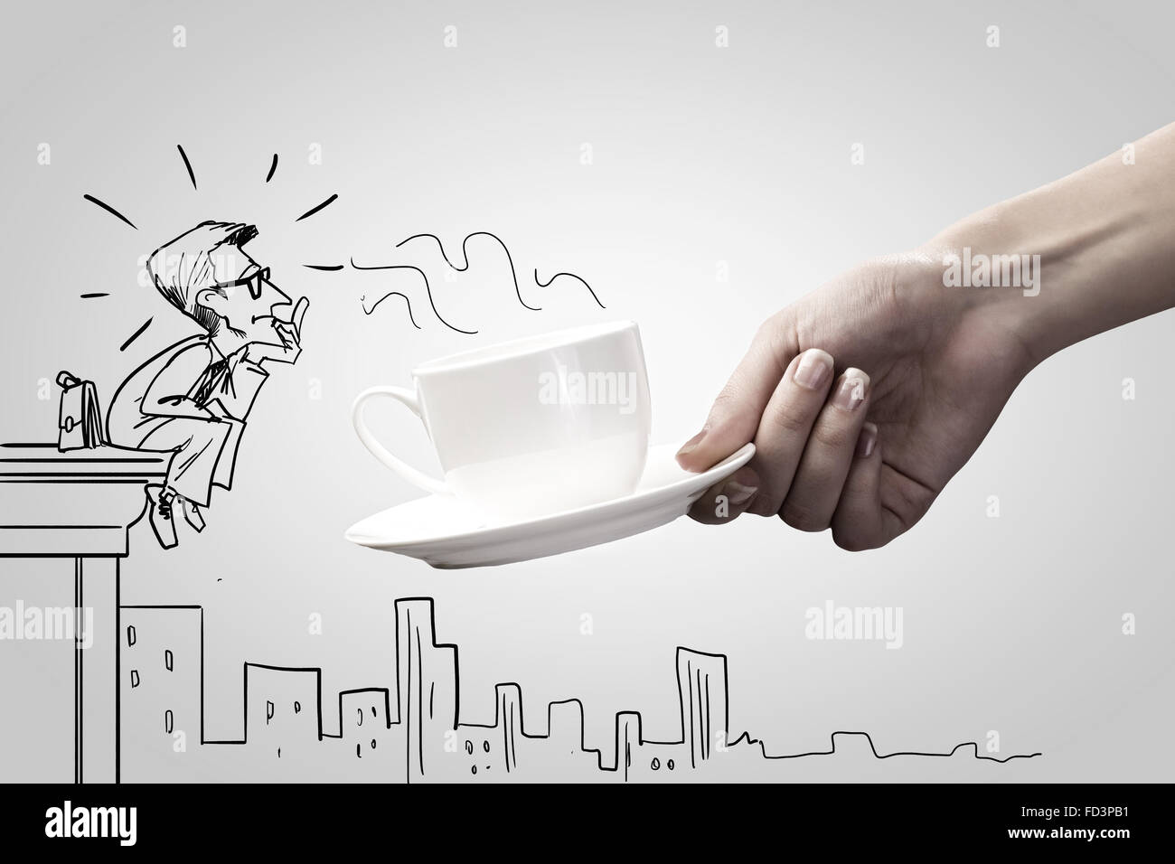 Close up of female hand offering coffee to boss Stock Photo - Alamy