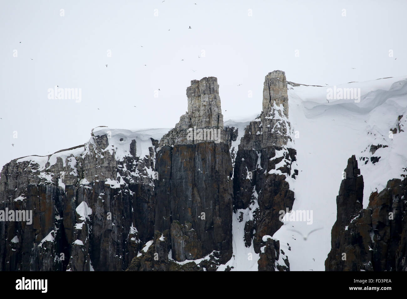 Arctic, Spitsbergen, Svalbard, Alkefjellet. Toweing doleritic intrusion ...