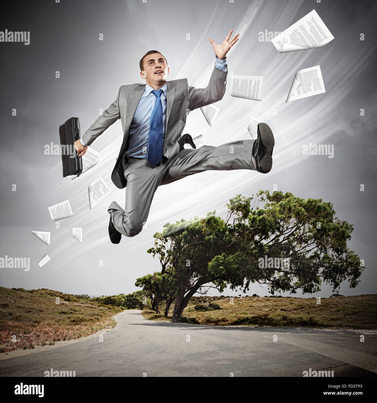 Man in suit running into distance hi-res stock photography and images ...