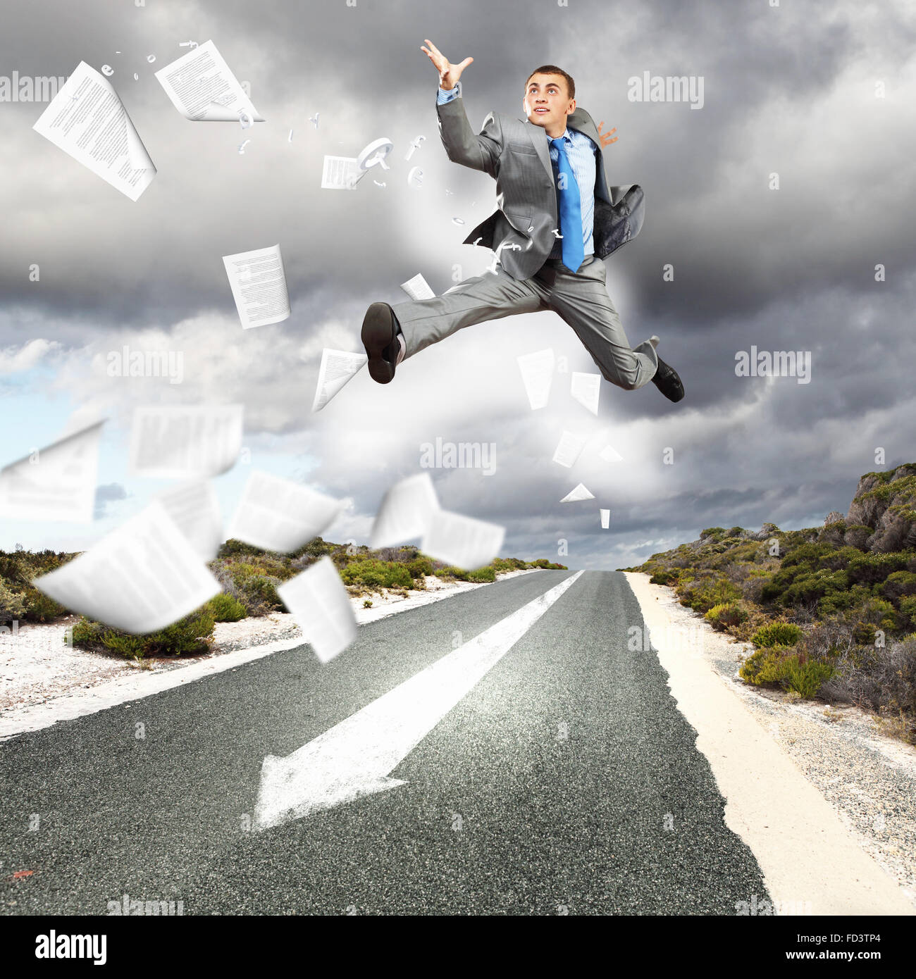 Man in suit running into distance hi-res stock photography and images ...