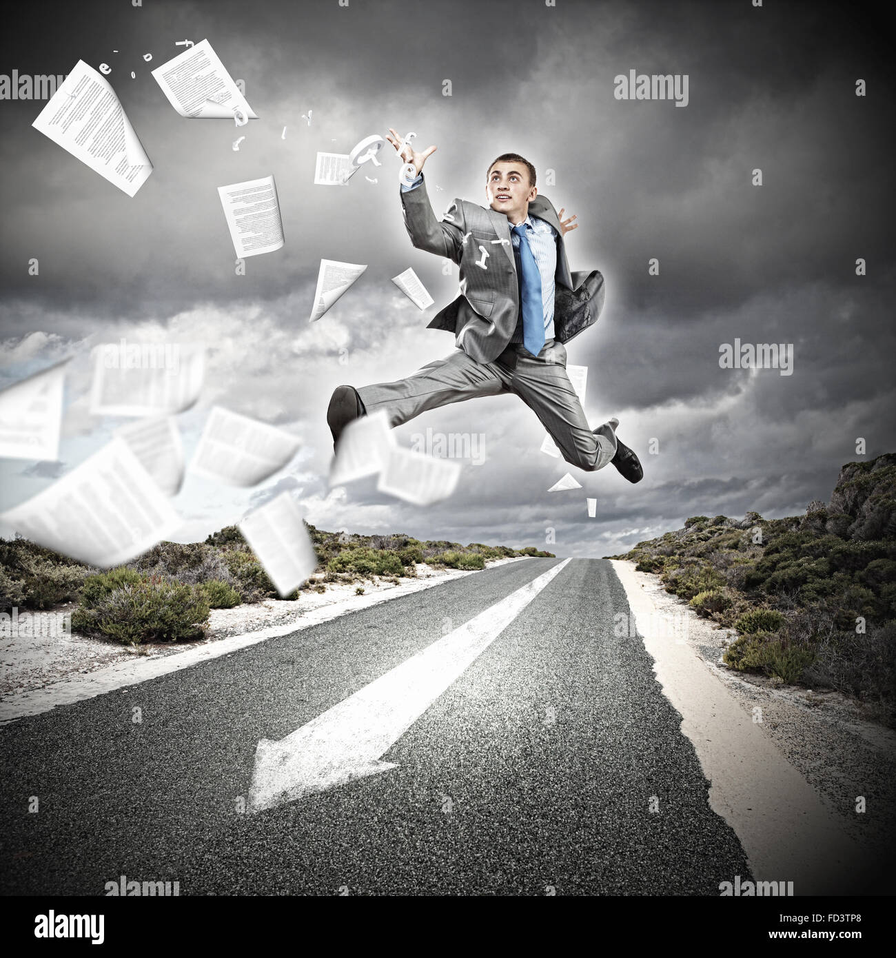 Man in suit running into distance hi-res stock photography and images ...