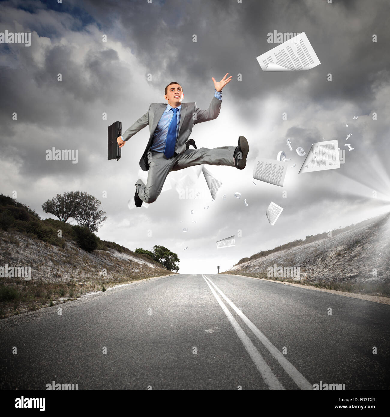 Man in suit running into distance hi-res stock photography and images ...