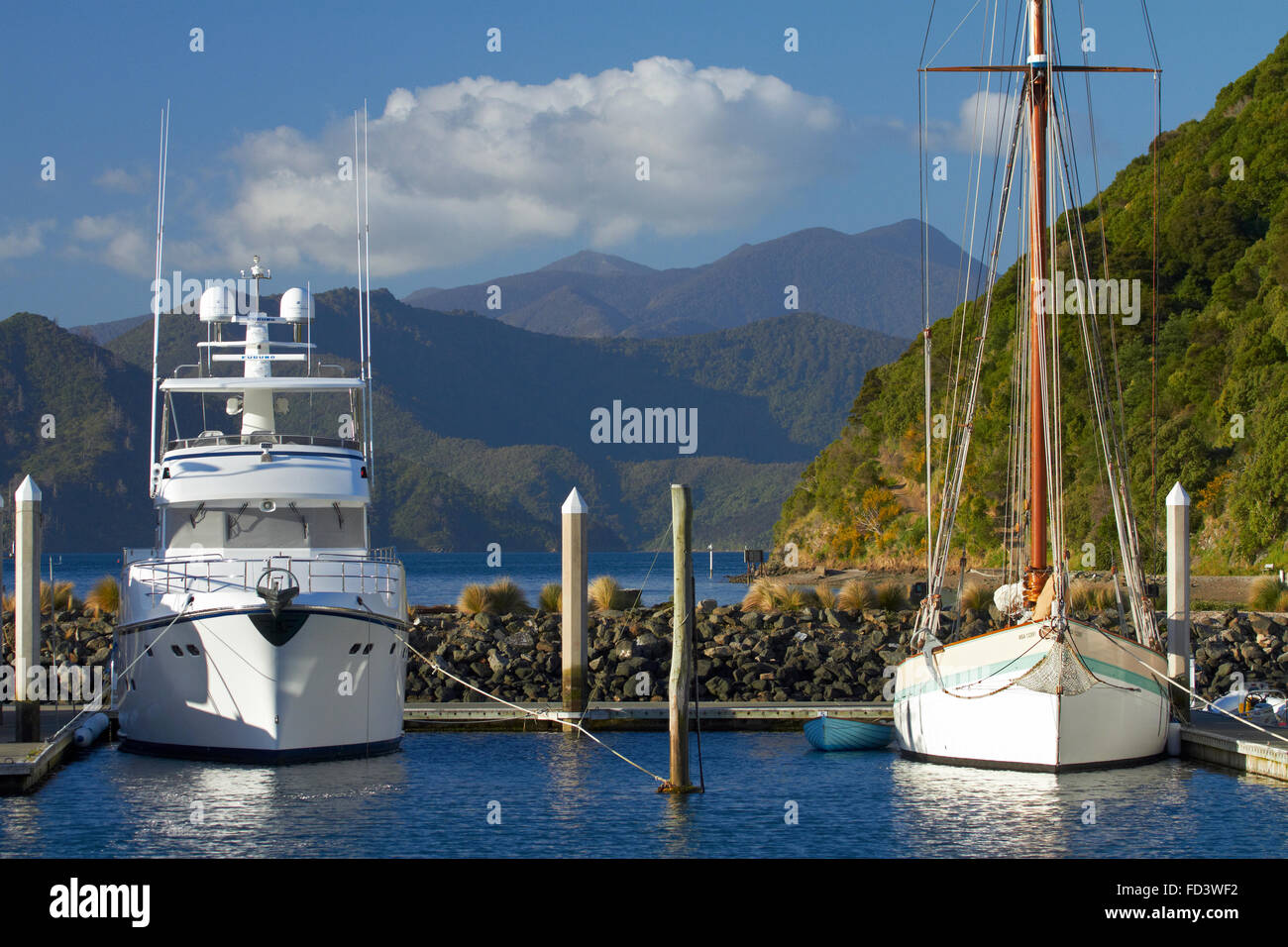 Luxury boats, Marina, Picton, Marlborough Sounds, South Island, New ...