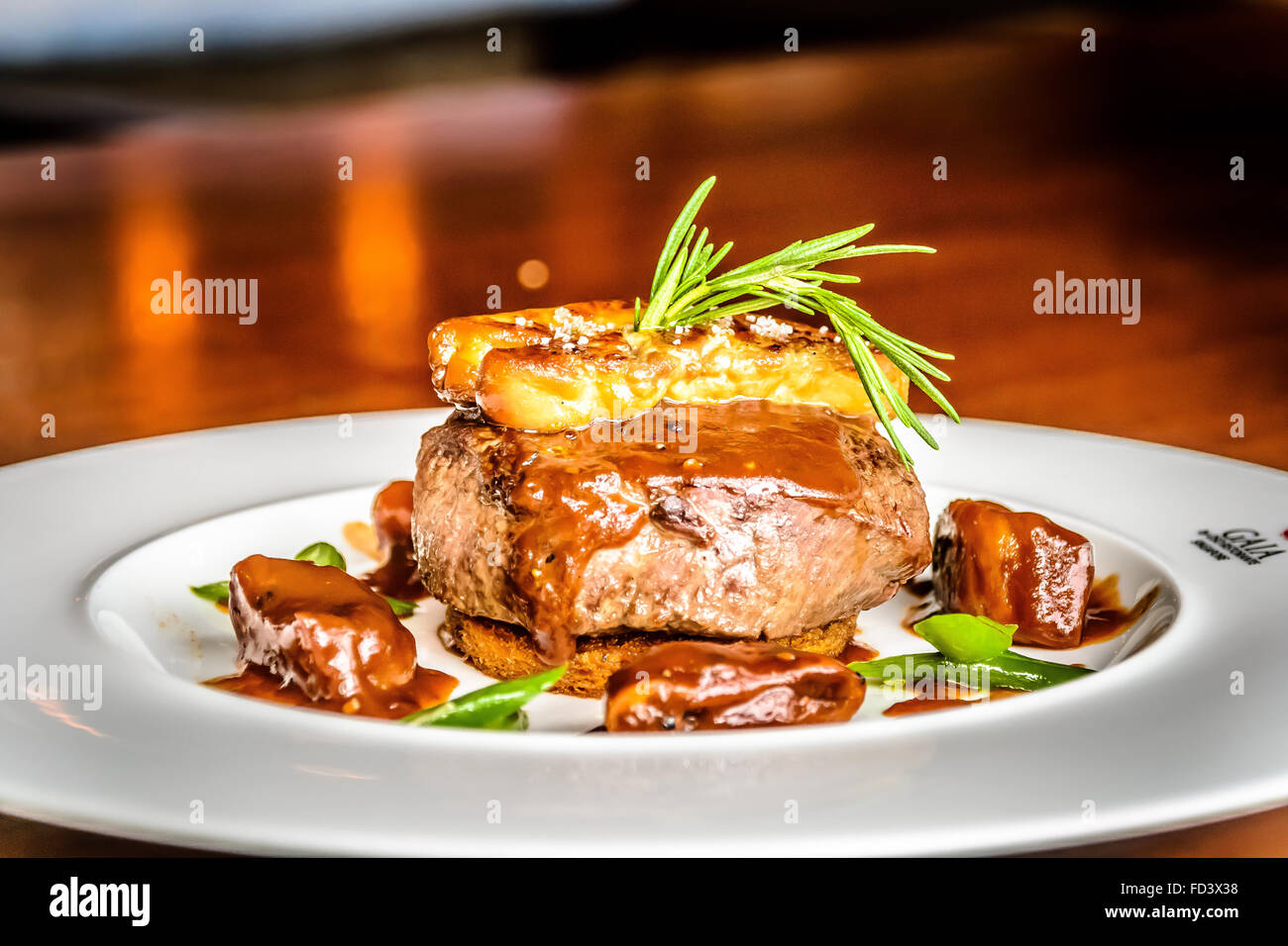 Grilled 200g Angus Beef Tenderloin Filet with Foie Gras, Crouton, Figs ...