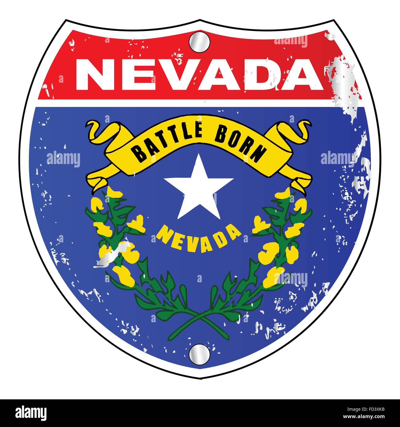 Nevada flag icons as an interstate sign over a white background Stock ...