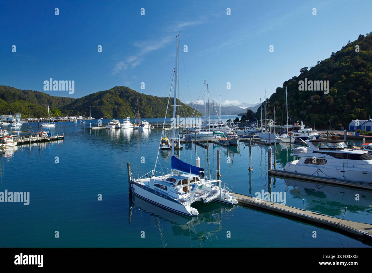 Marina, Picton, Marlborough Sounds, South Island, New Zealand Stock ...