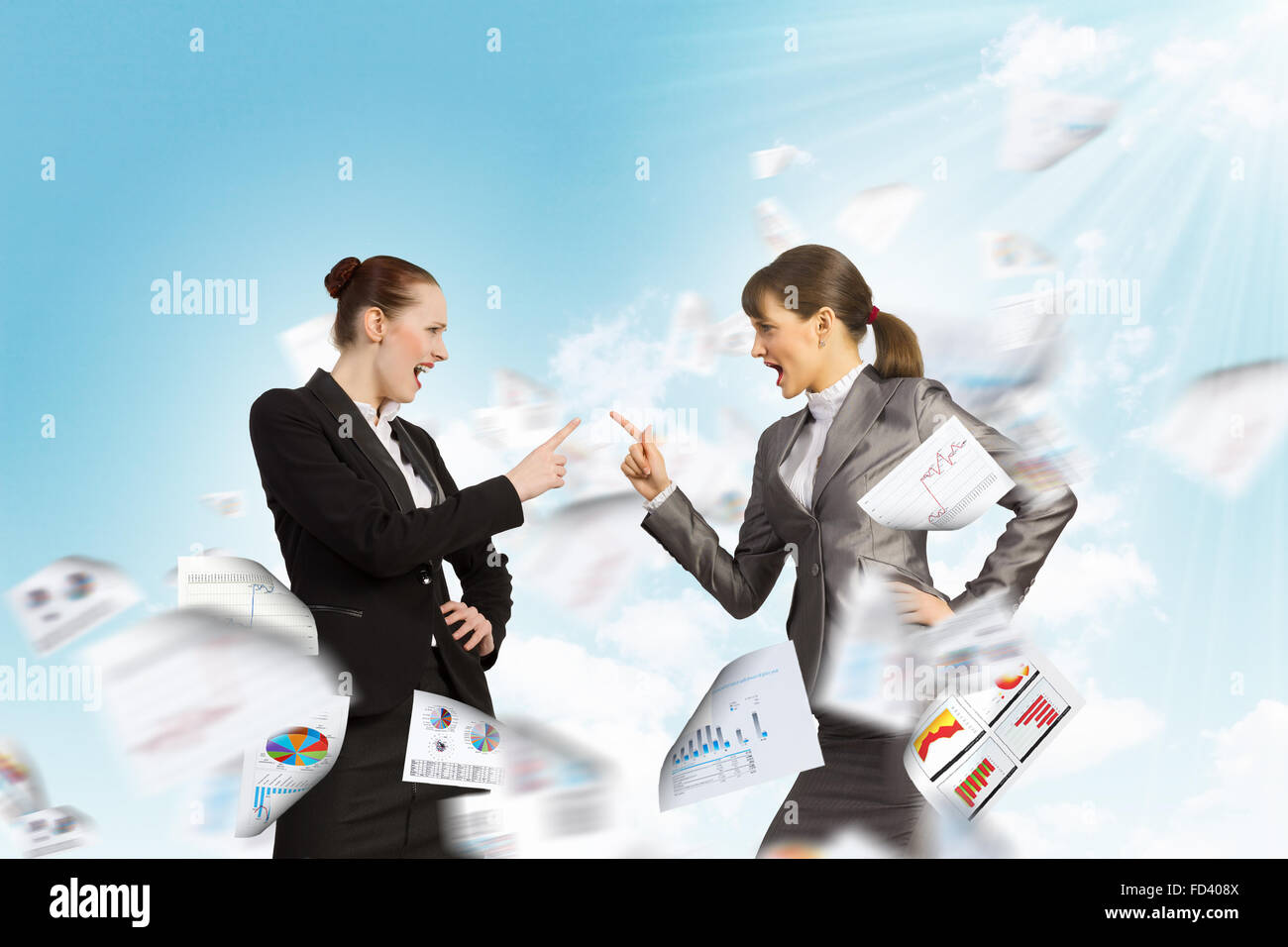 Two businesswomen fighting in office hi-res stock photography and ...