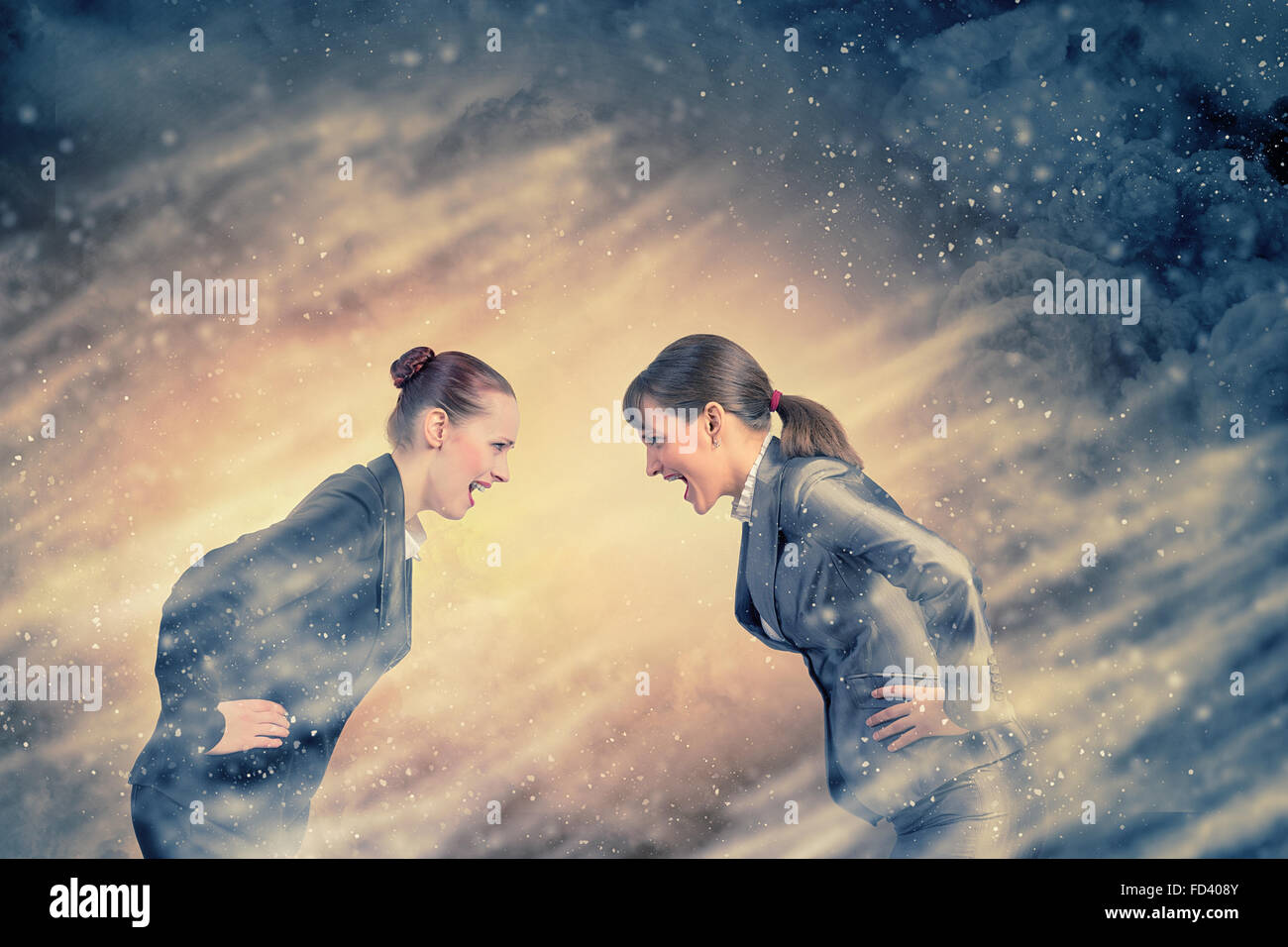 Two businesswomen fighting in office hi-res stock photography and ...