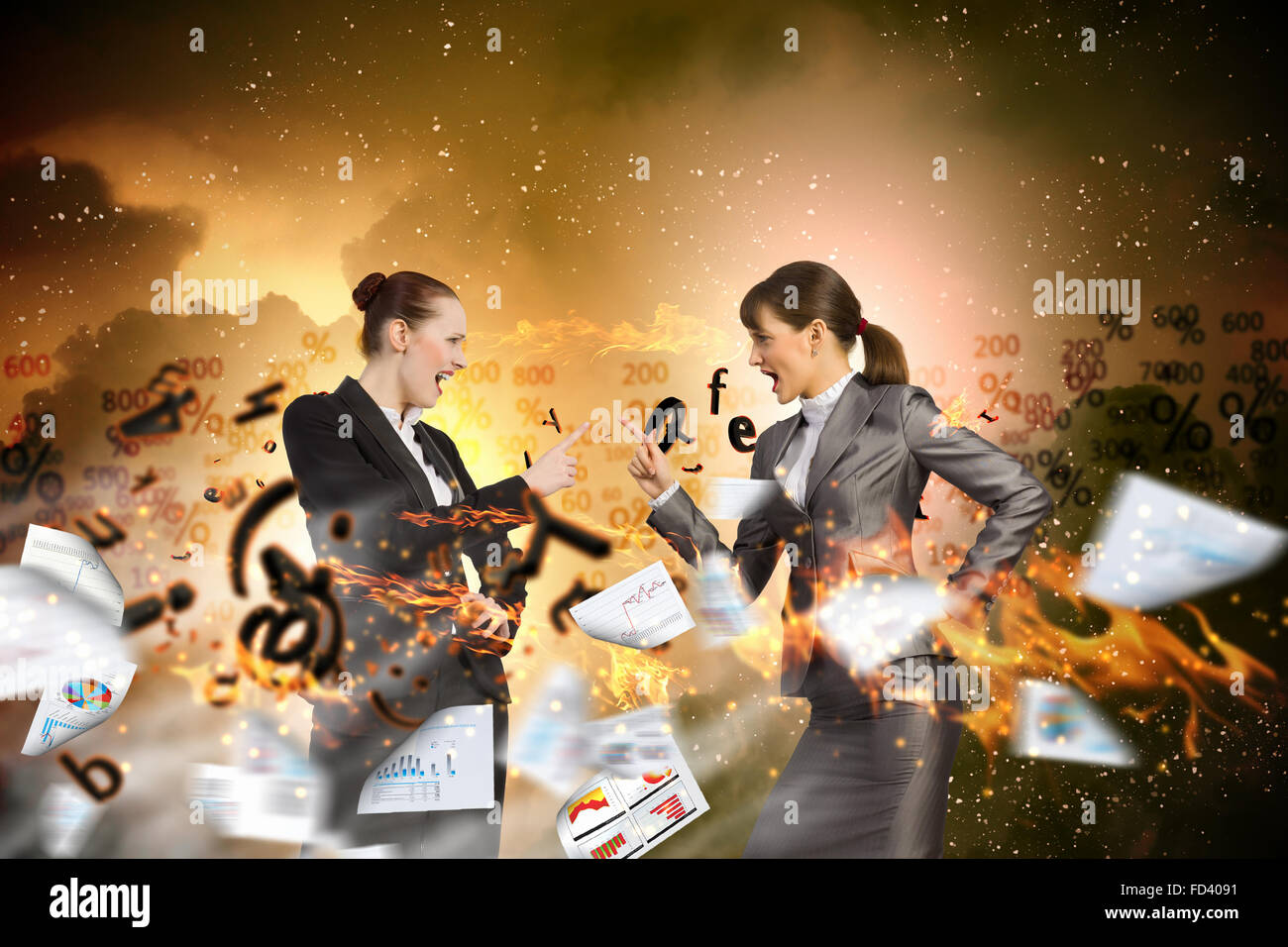 Two businesswomen fighting in office hi-res stock photography and ...