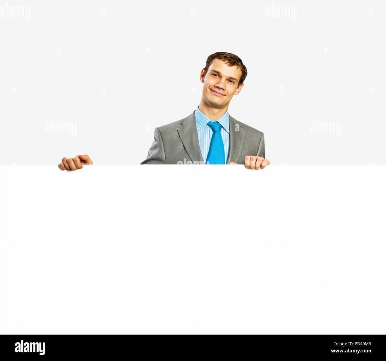Advertising manager with billboard. Place for text Stock Photo - Alamy