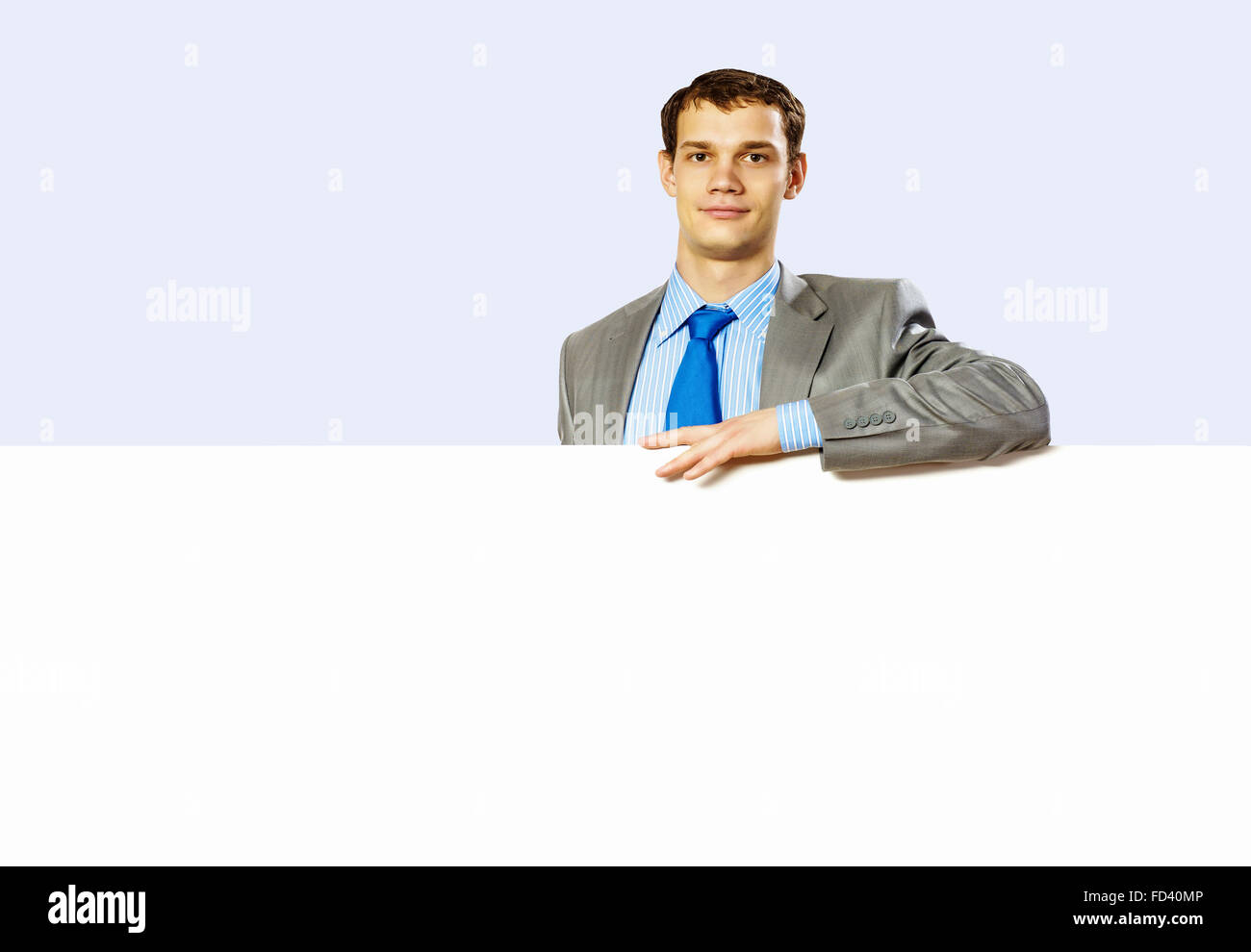 Advertising manager with billboard. Place for text Stock Photo - Alamy