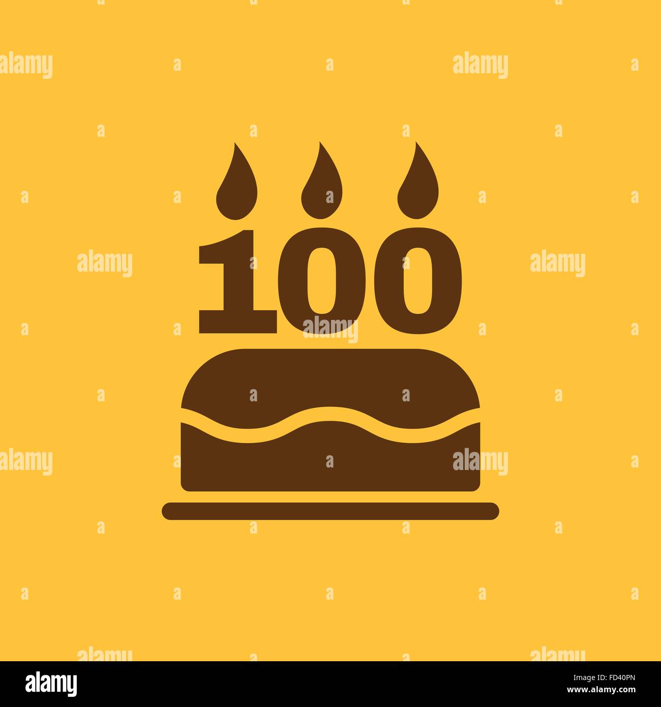 The birthday cake with candles in the form of number 100 icon. Birthday ...