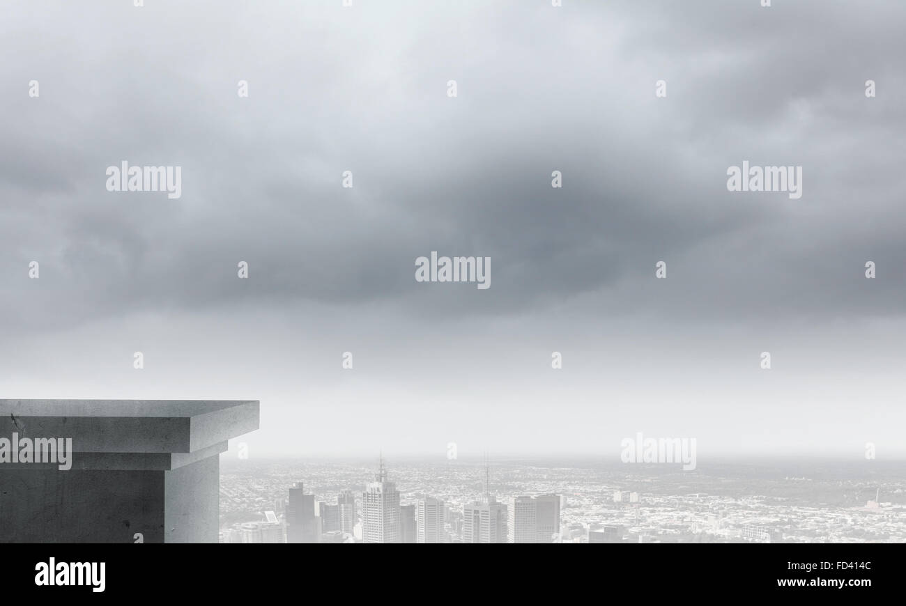 Background image of modern city in mist Stock Photo - Alamy