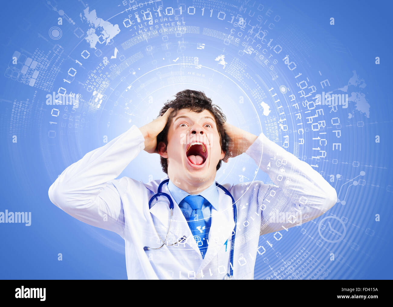 Image of young male doctor screaming in madness Stock Photo - Alamy