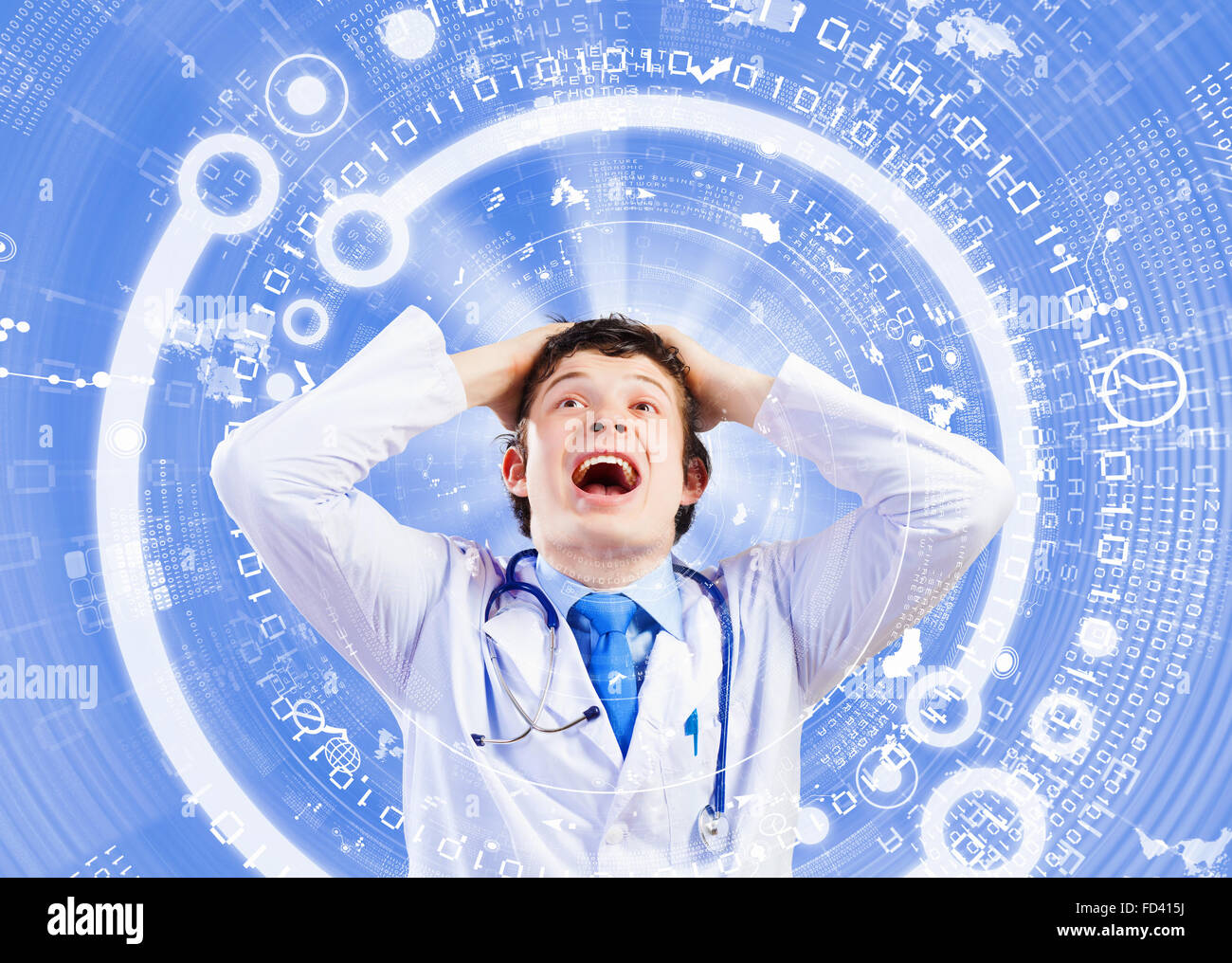 Image of young male doctor screaming in madness Stock Photo - Alamy