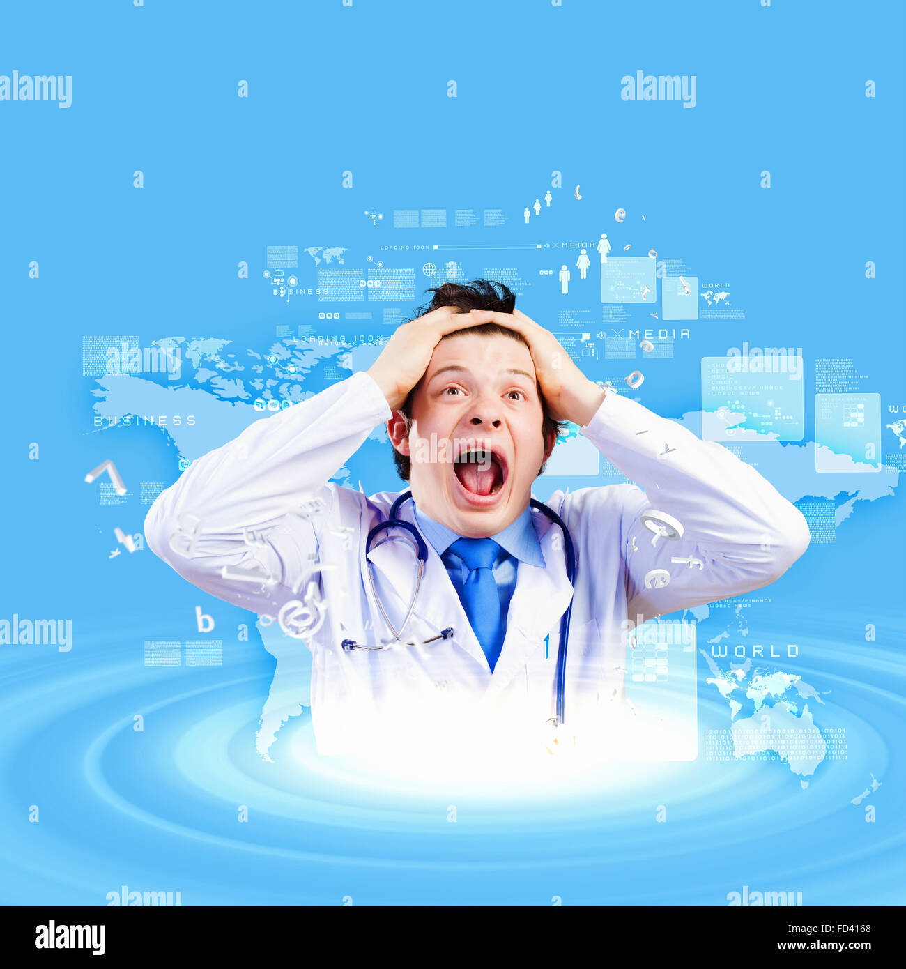 Image of young male doctor screaming in madness Stock Photo - Alamy
