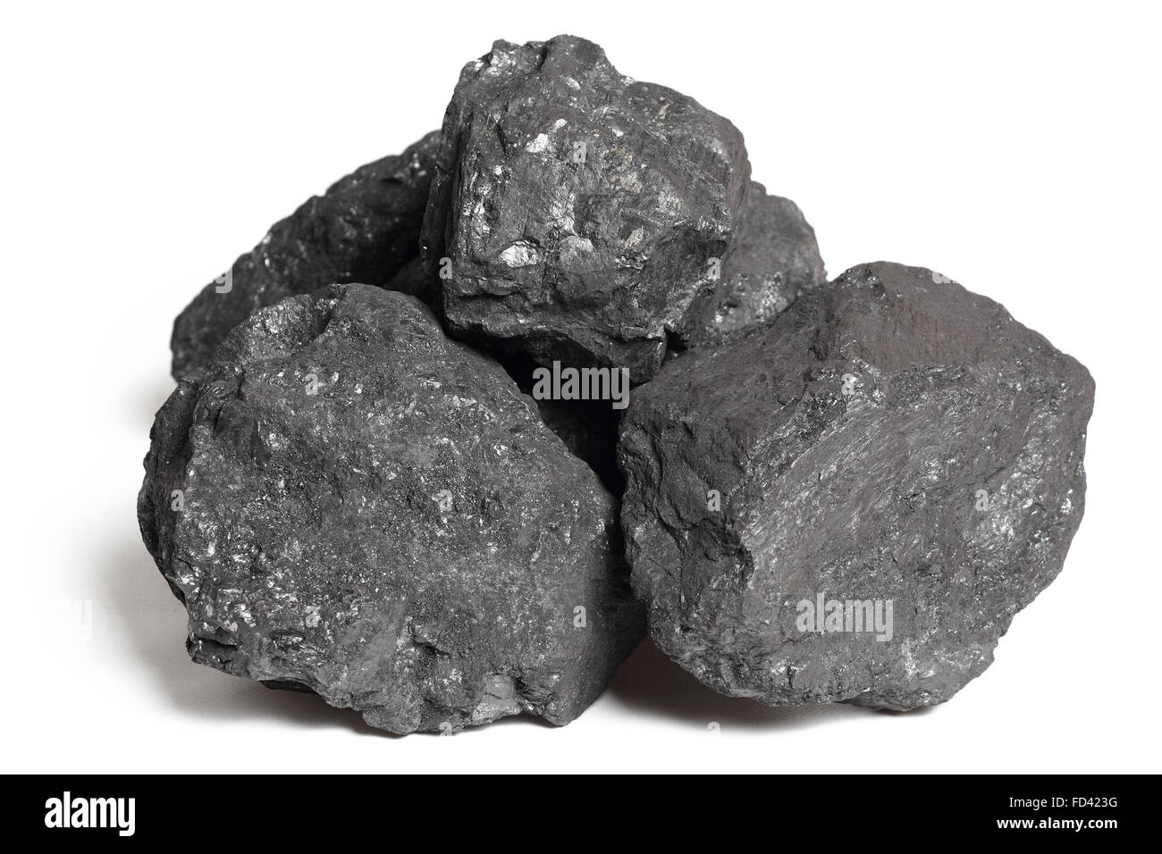 Coal rock. Isolated on a white background Stock Photo - Alamy