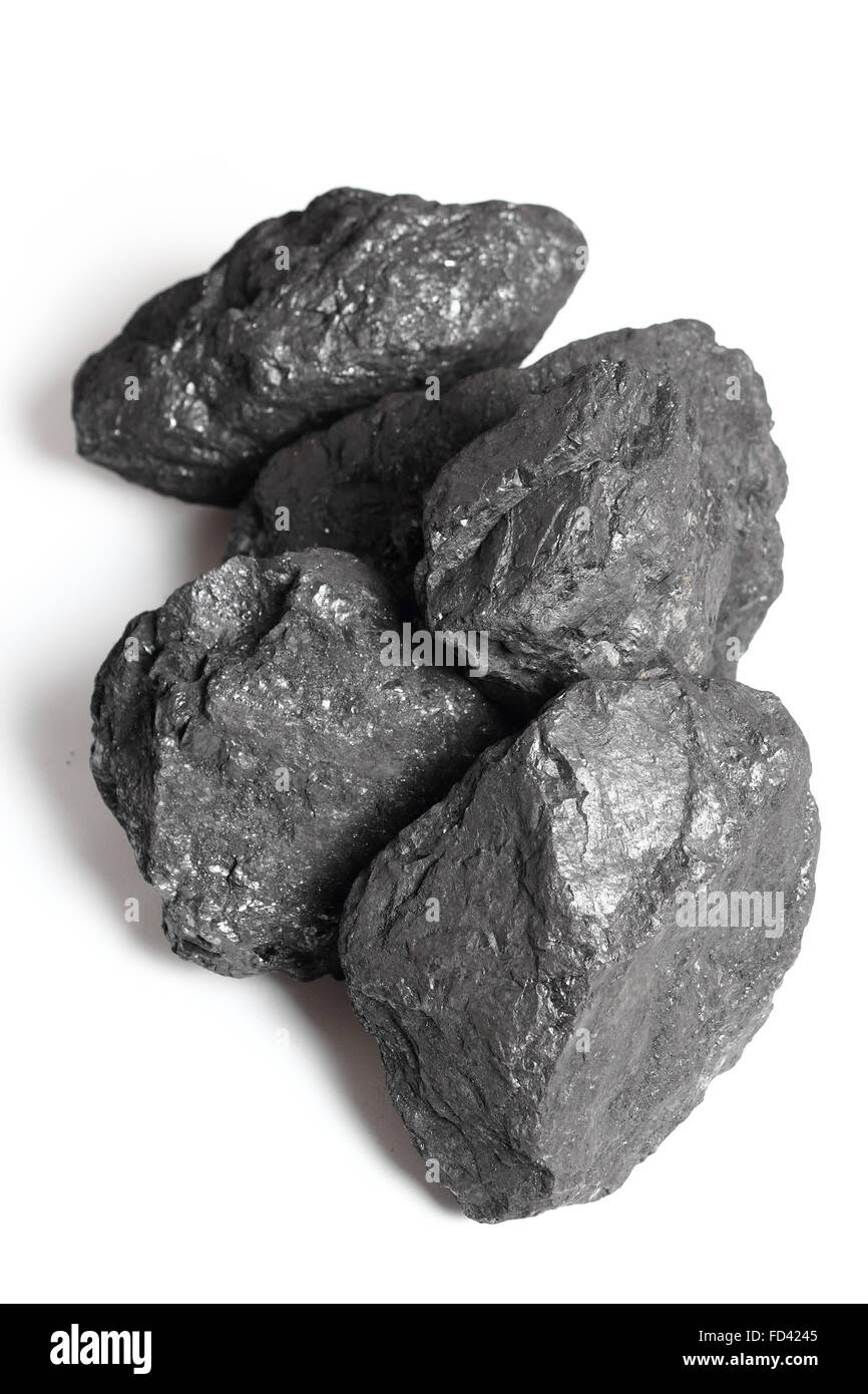 Coal rock. Isolated on a white background Stock Photo - Alamy