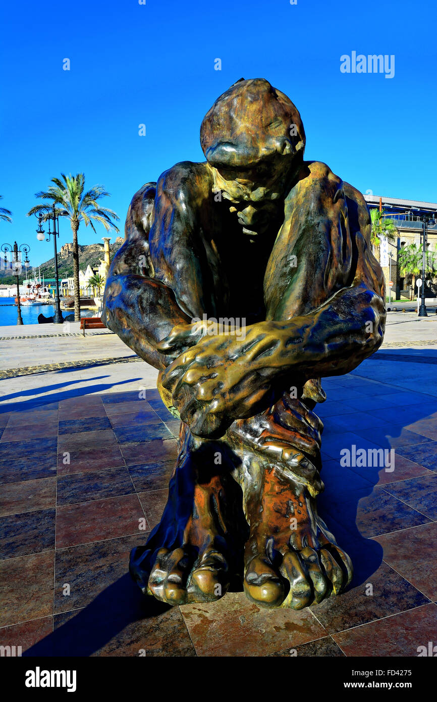 Spain Cartagena bronze statue El Zulo on promenade outside Naval Museum ...