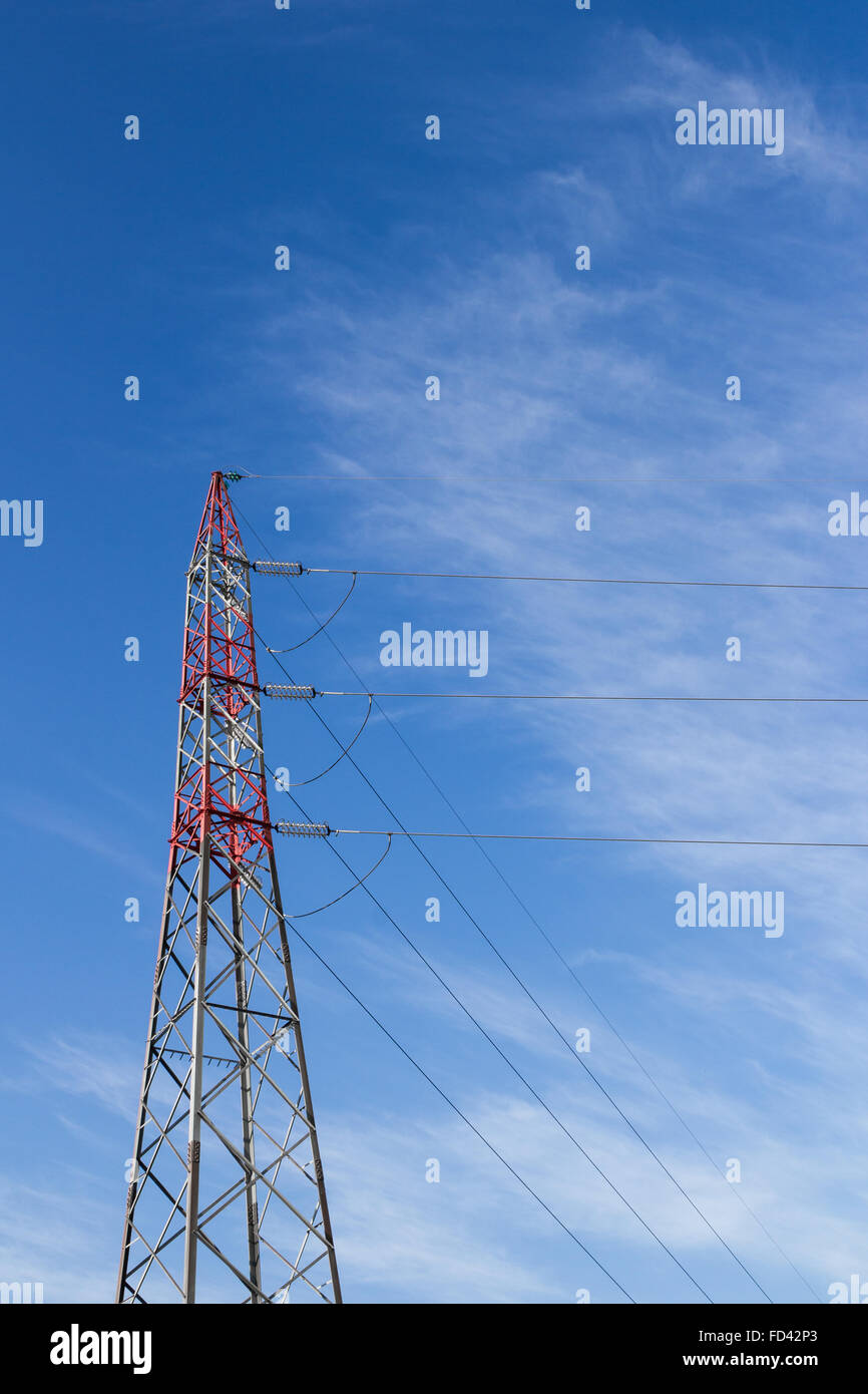 Energy Electricity Power Pylon on a Blue Sky Stock Photo - Alamy