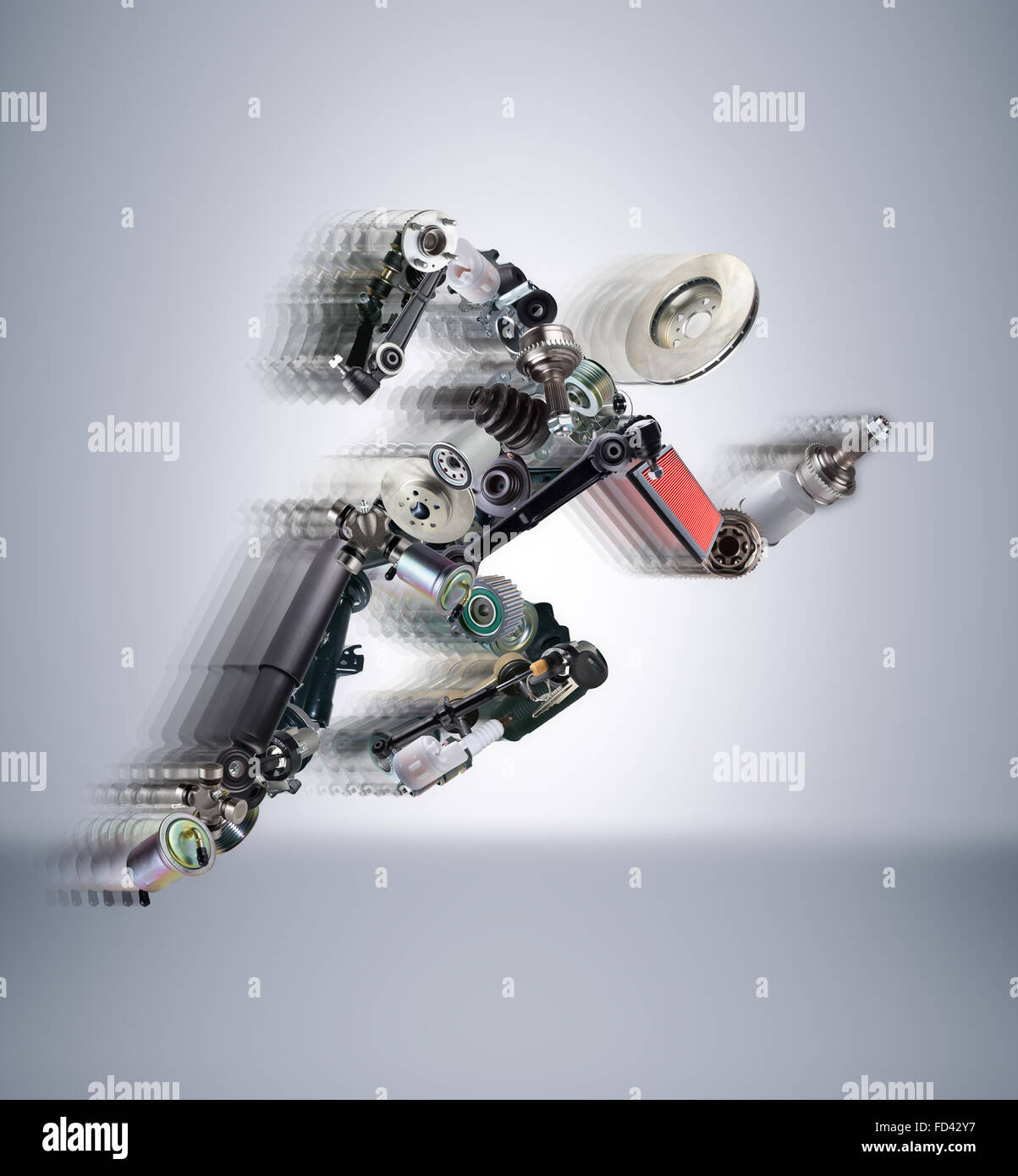 Running man assembled from spare parts Stock Photo - Alamy