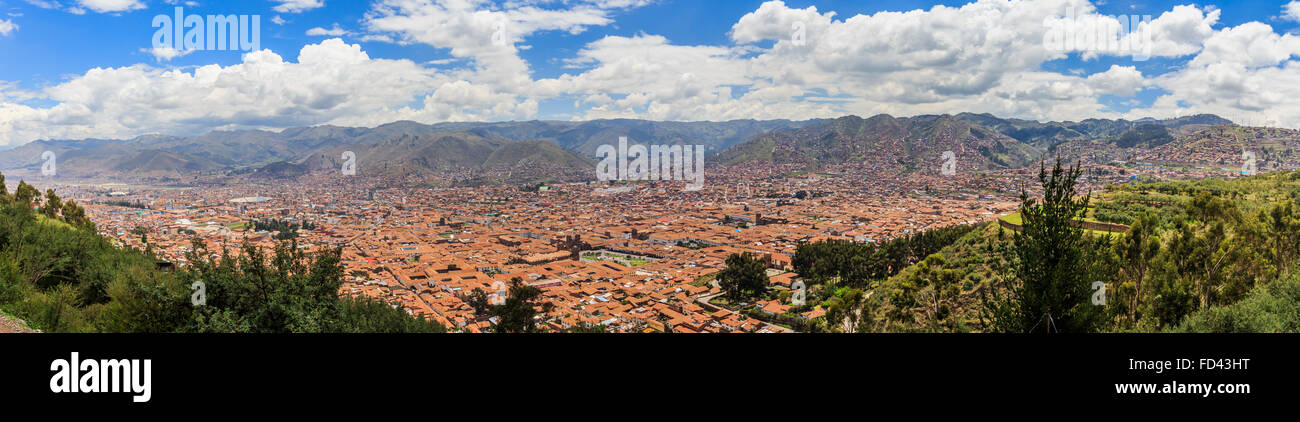 Cityscape of Cusco, Peru from the mountains around the city Stock Photo ...