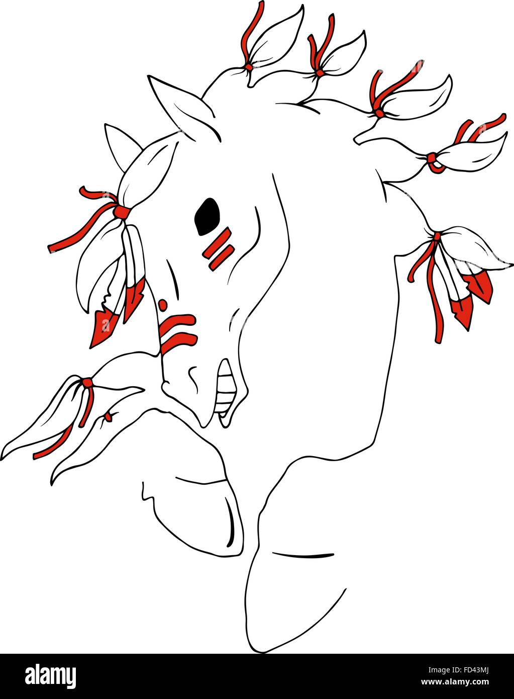 bronco horse simple black and red lineart vector Stock Vector Image ...