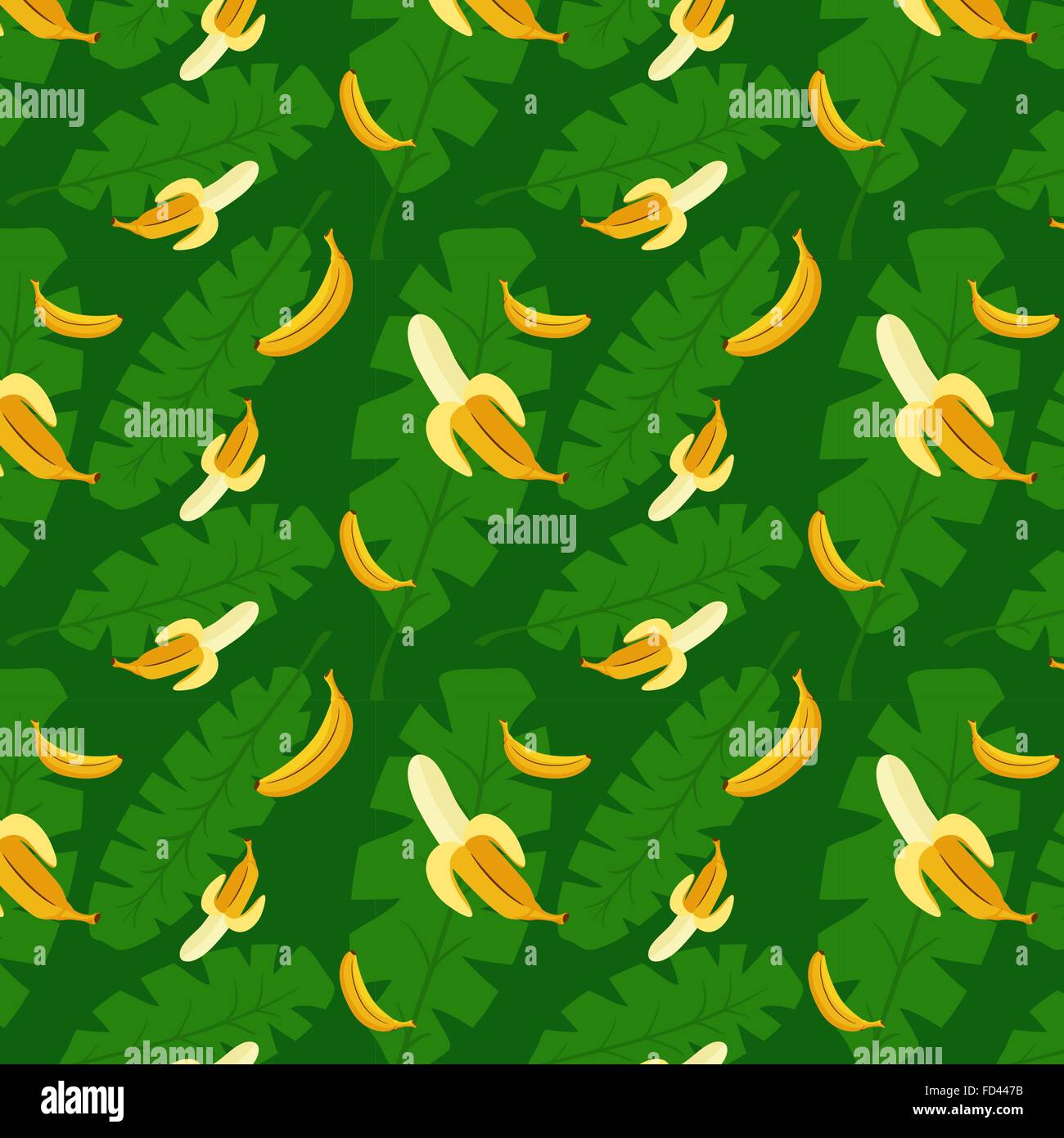 vector seamless colored pattern with bananas on green background Stock ...