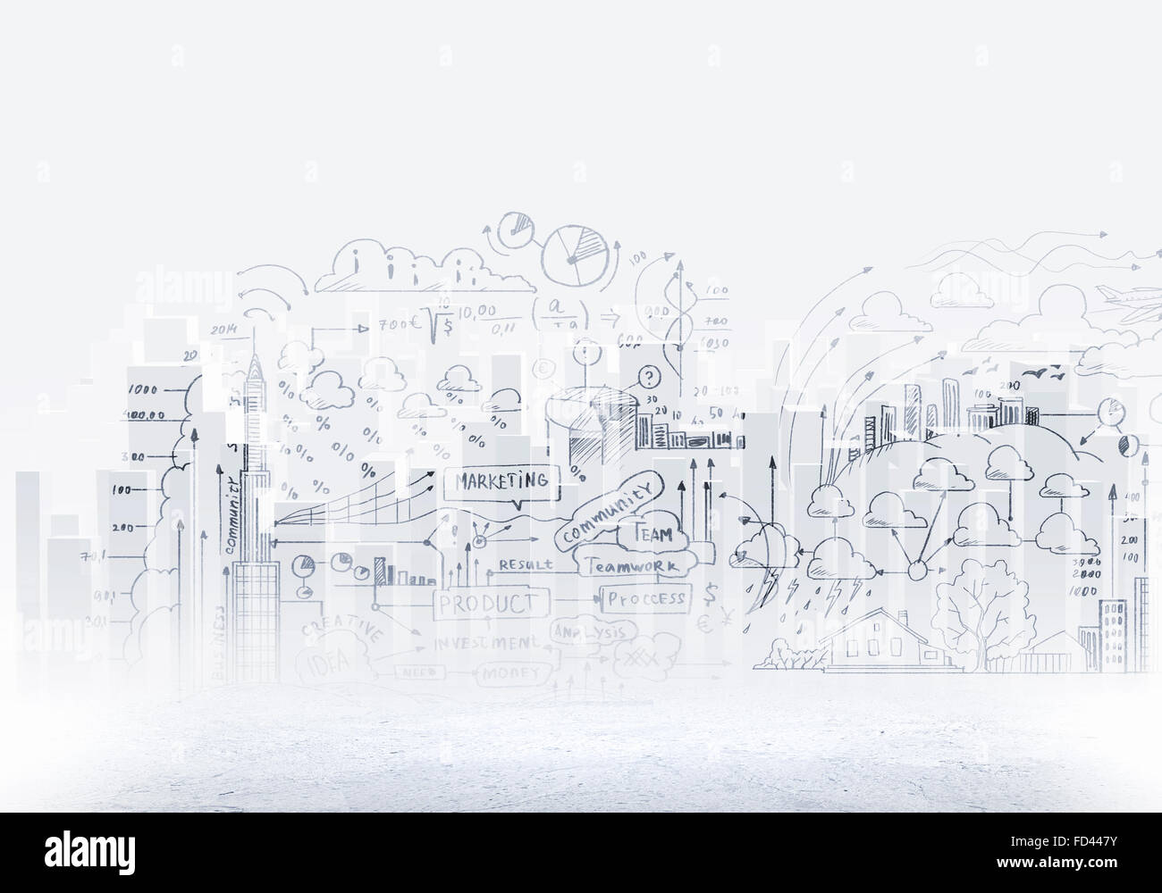 Background sketch image with building plan and strategy Stock Photo - Alamy