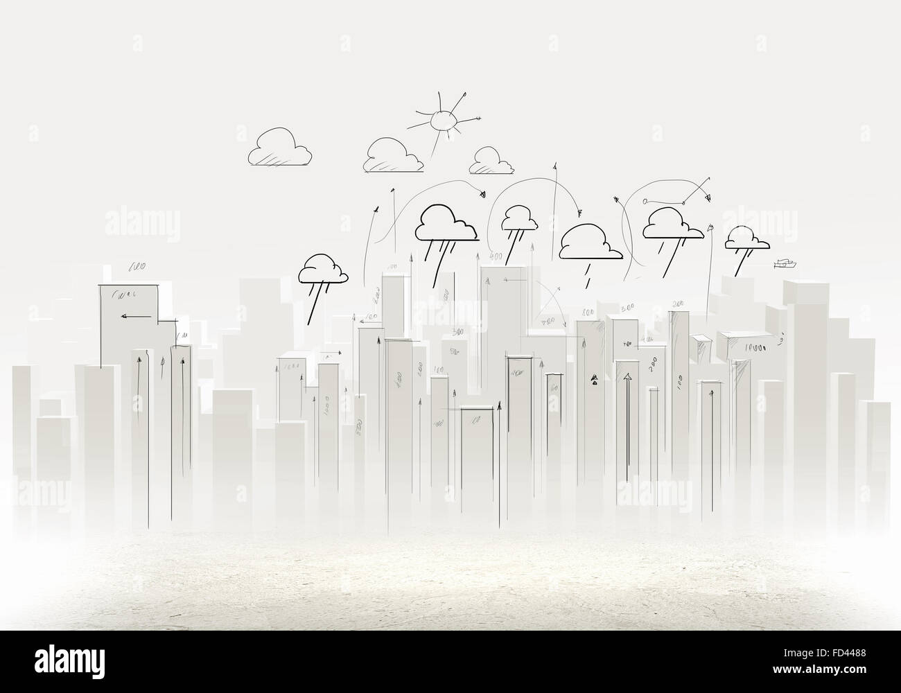 Background sketch image with building plan and strategy Stock Photo - Alamy