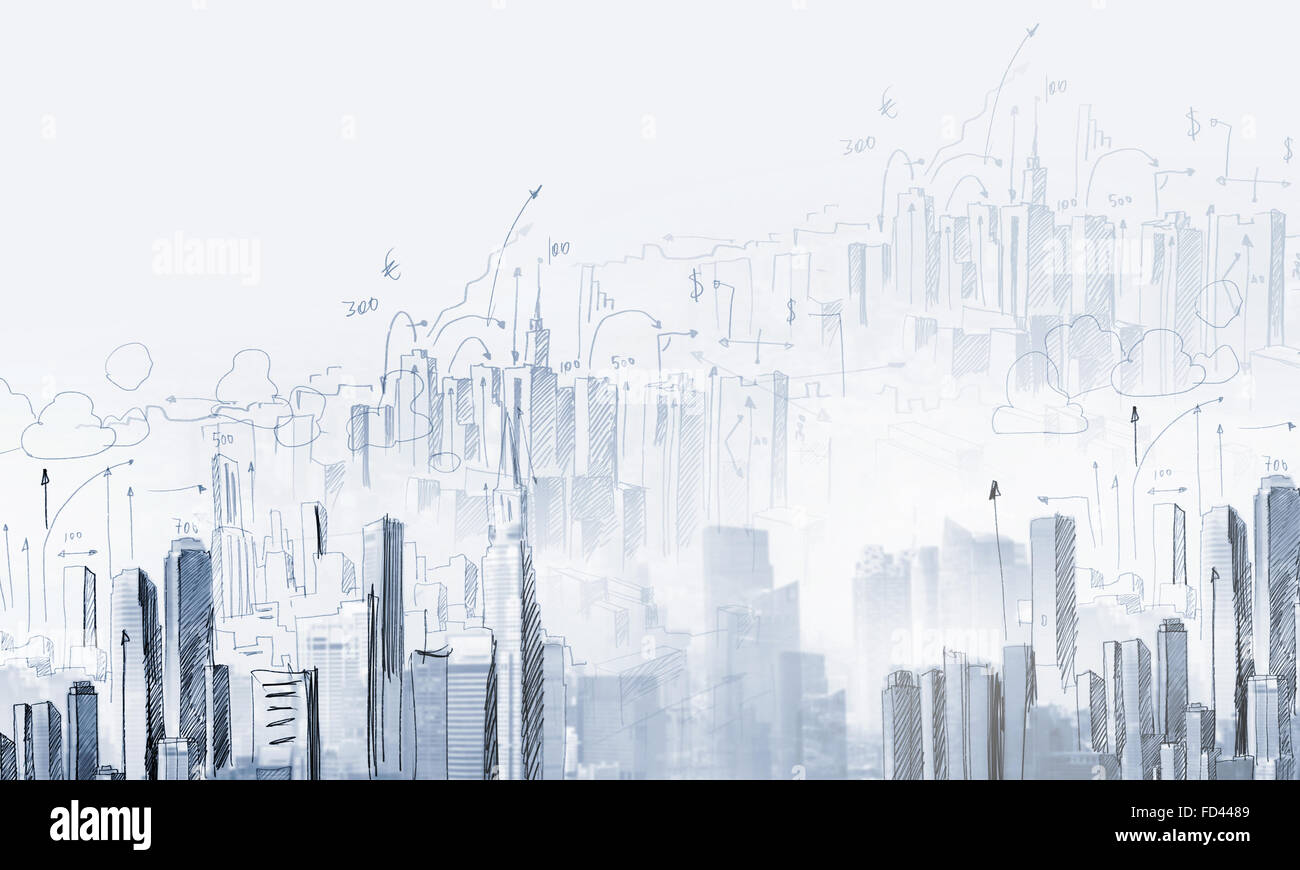 Background sketch image with building plan and strategy Stock Photo - Alamy