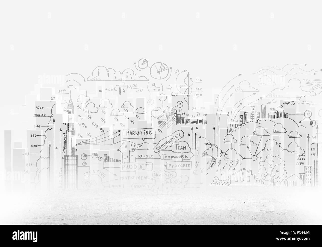 Background sketch image with building plan and strategy Stock Photo - Alamy