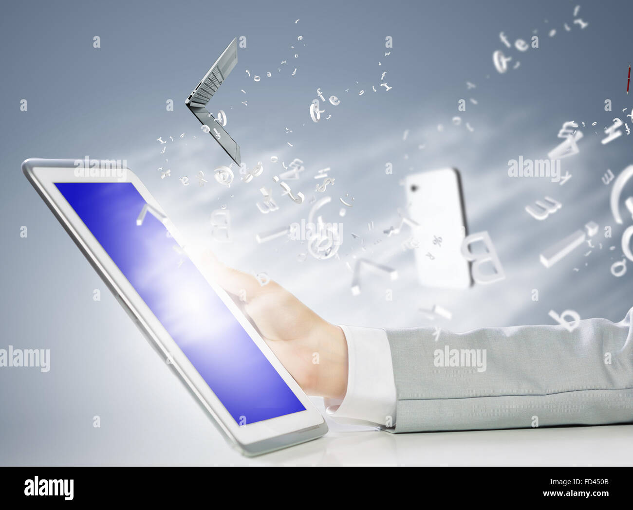 Close up image of human hand holding tablet pc Stock Photo - Alamy